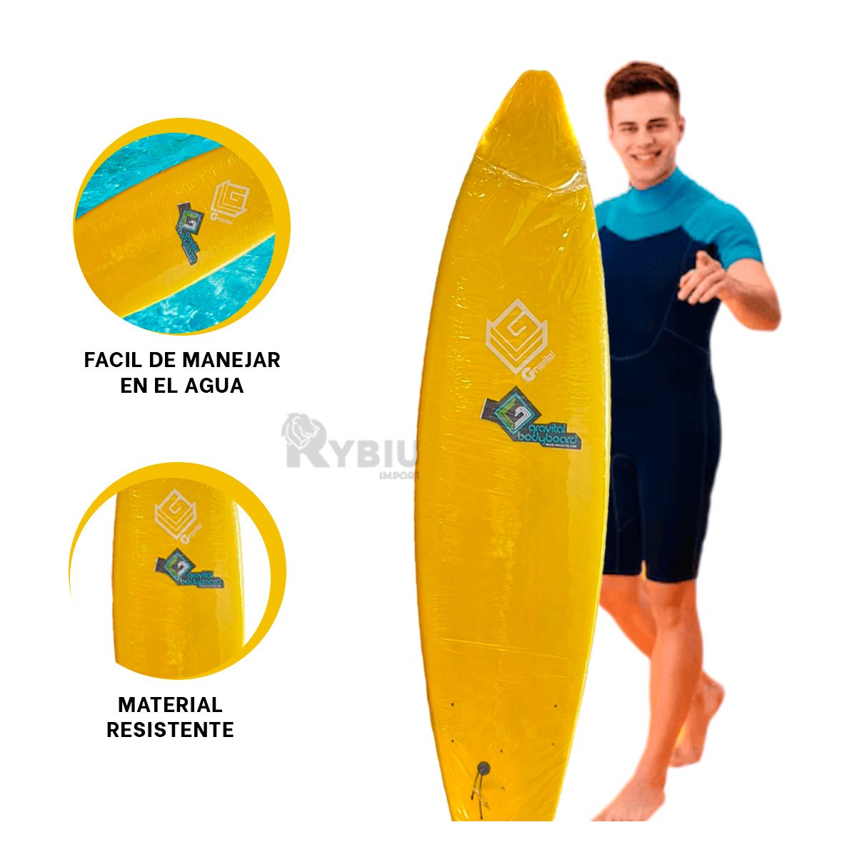 Tabla de Surf Hidrodinamica Amarillo 6» Y+Regalo Stickers – RYBIU IMPORT